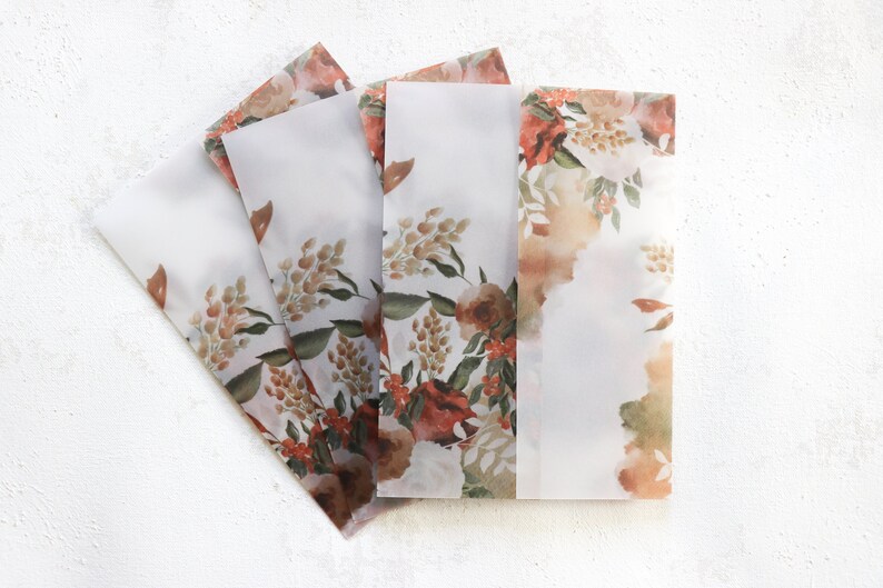 Fall Floral Vellum Wraps for Wedding Invitations Printed DIY - Etsy