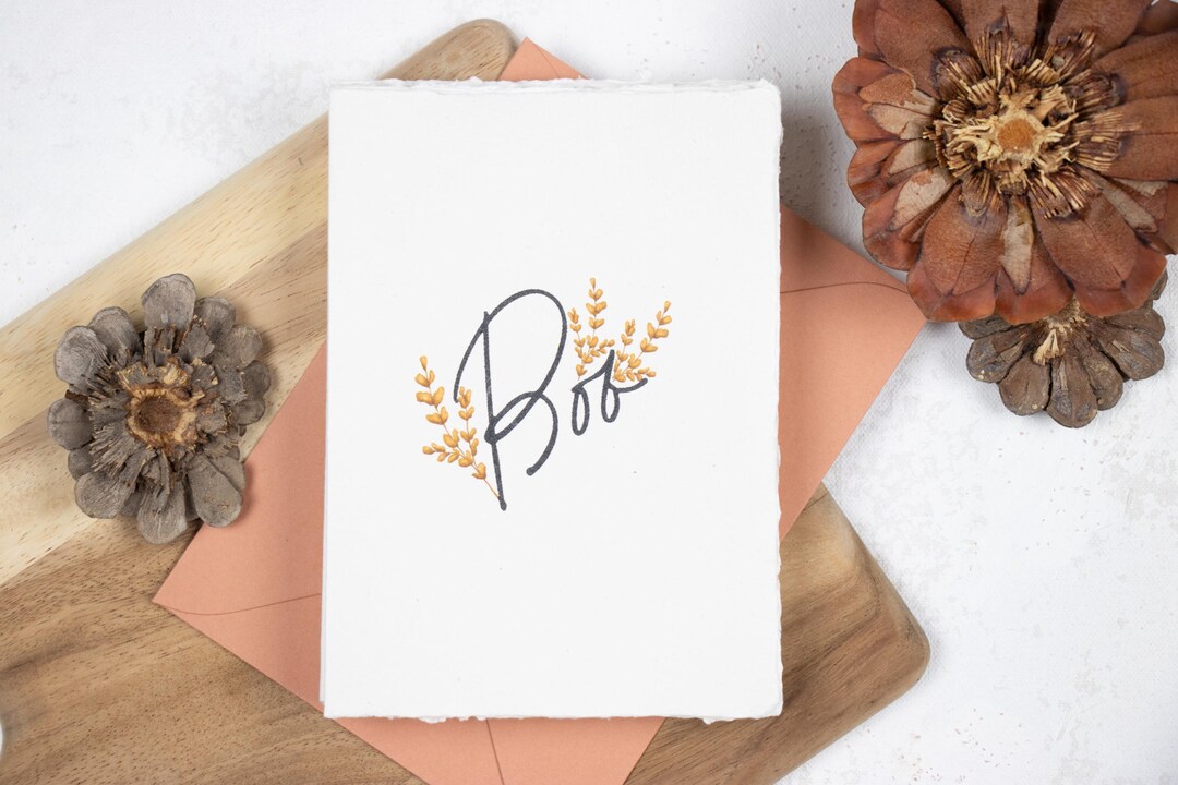 Boo Halloween Cards With Envelopes | Orange Deckled Edge Cards ...