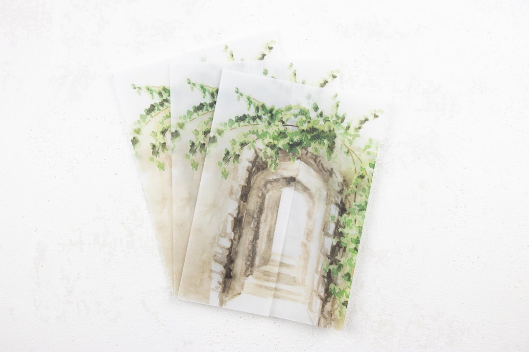 Green Garden Wedding Vellum Wraps 5x7 Greenery Printed Vellum Jackets ...