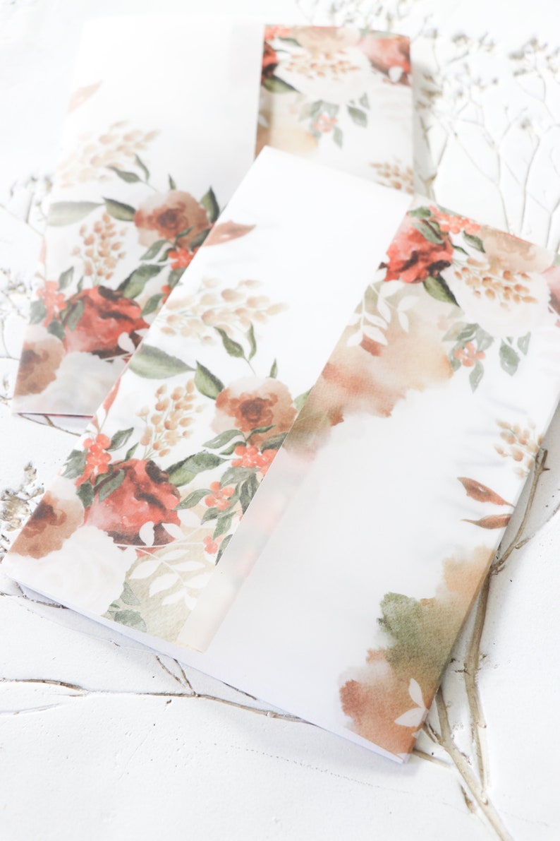Fall Floral Vellum Wraps for Wedding Invitations Printed DIY - Etsy