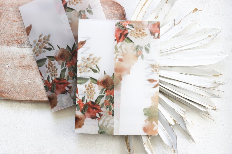 Fall Floral Vellum Wraps for Wedding Invitations Printed DIY - Etsy