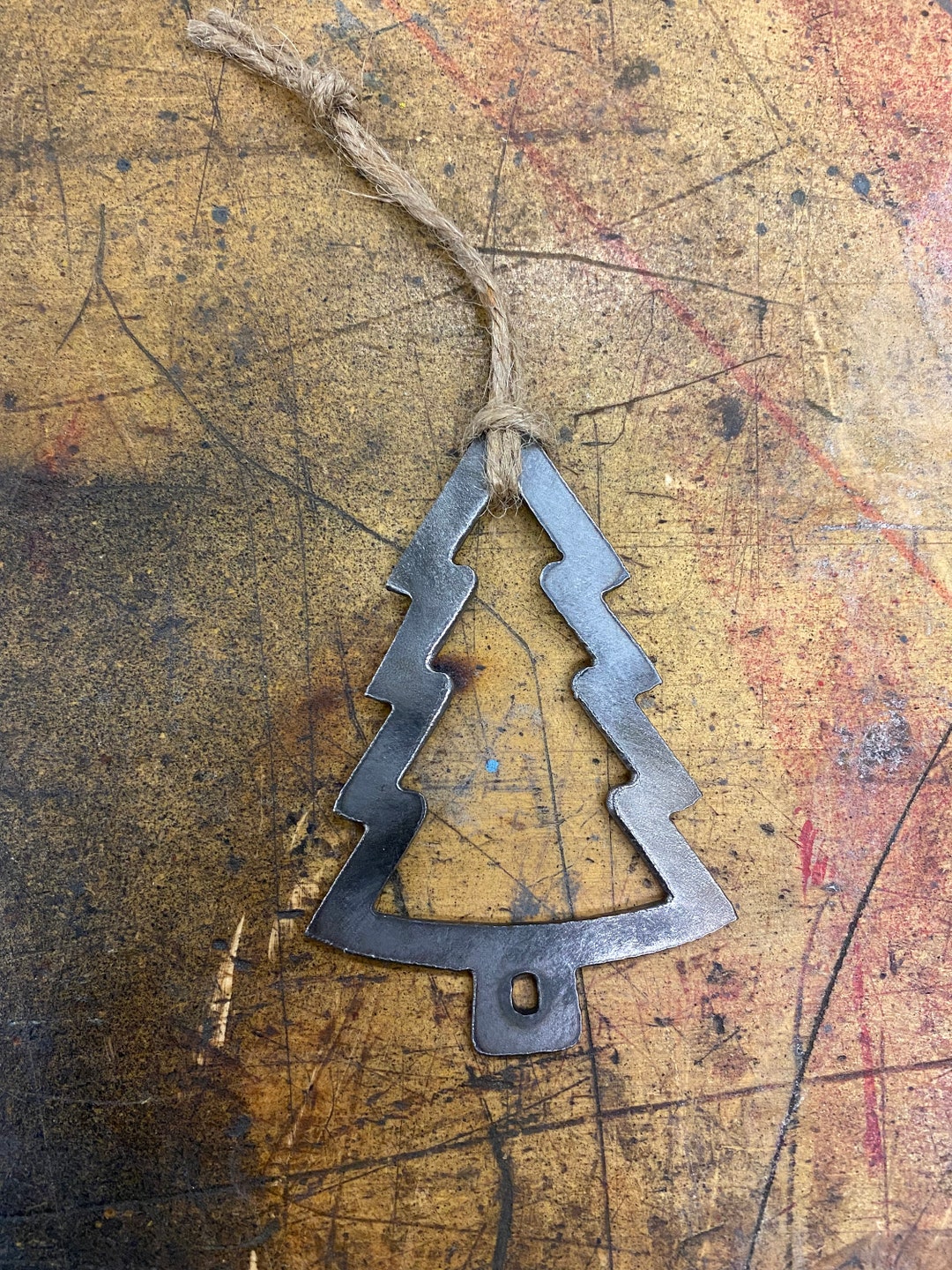 Rustic Christmas Tree Metal Ornament - Etsy