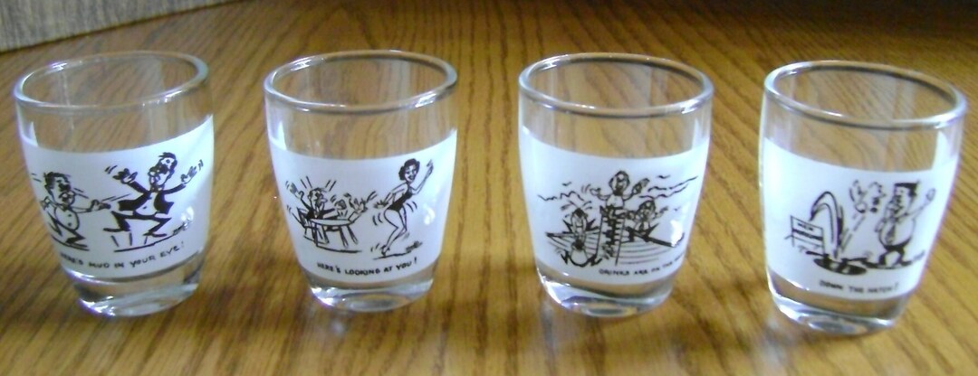 Vintage Shot Glass Set With Funny Sayings / Whimsical / Man Cave ...