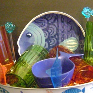 Tropical Fish Theme Outdoor Bar Set / Fish Metal Tin / Plastic Tumblers ...