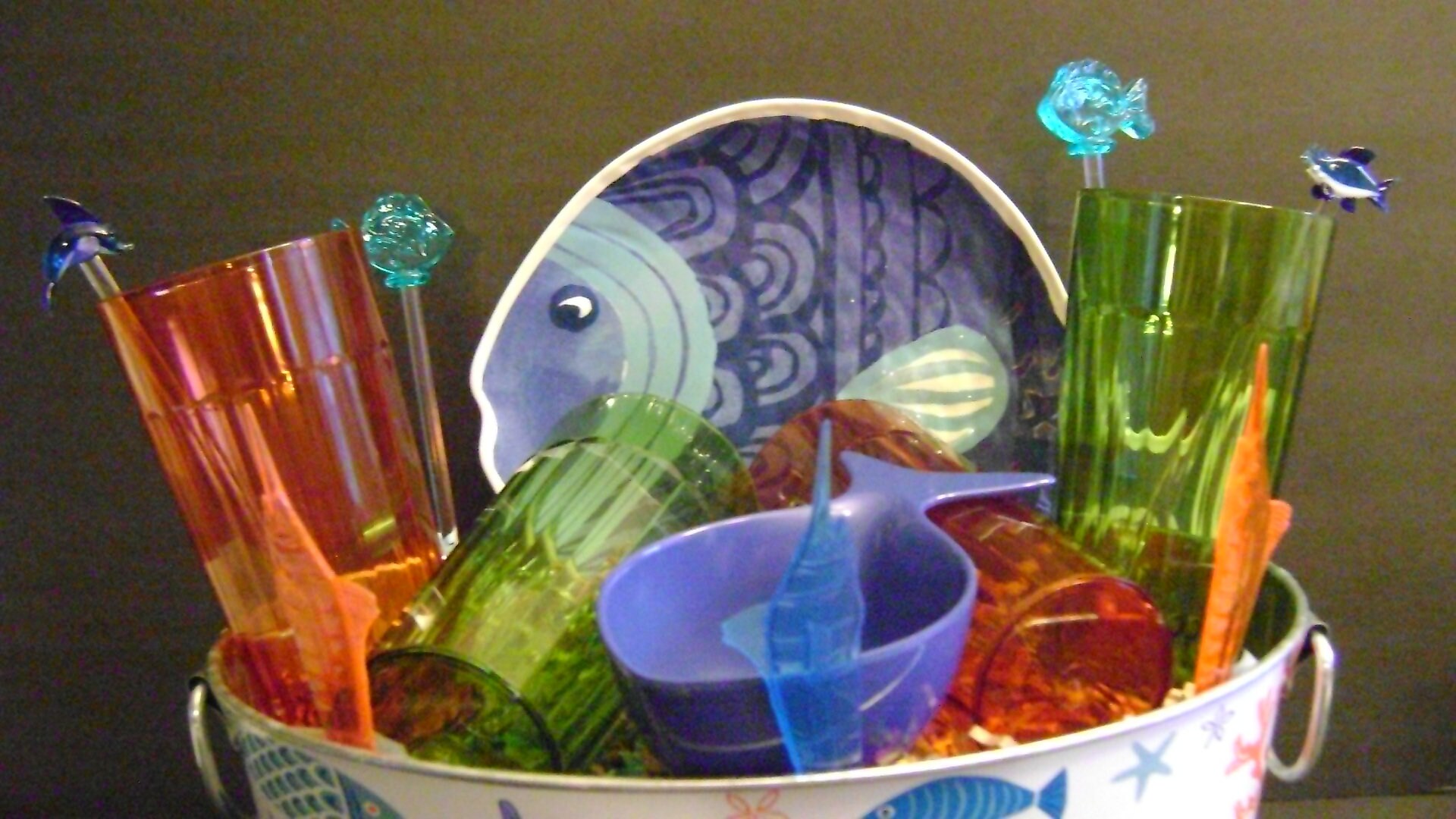 Tropical fish theme outdoor bar set / Fish metal tin / plastic | Etsy