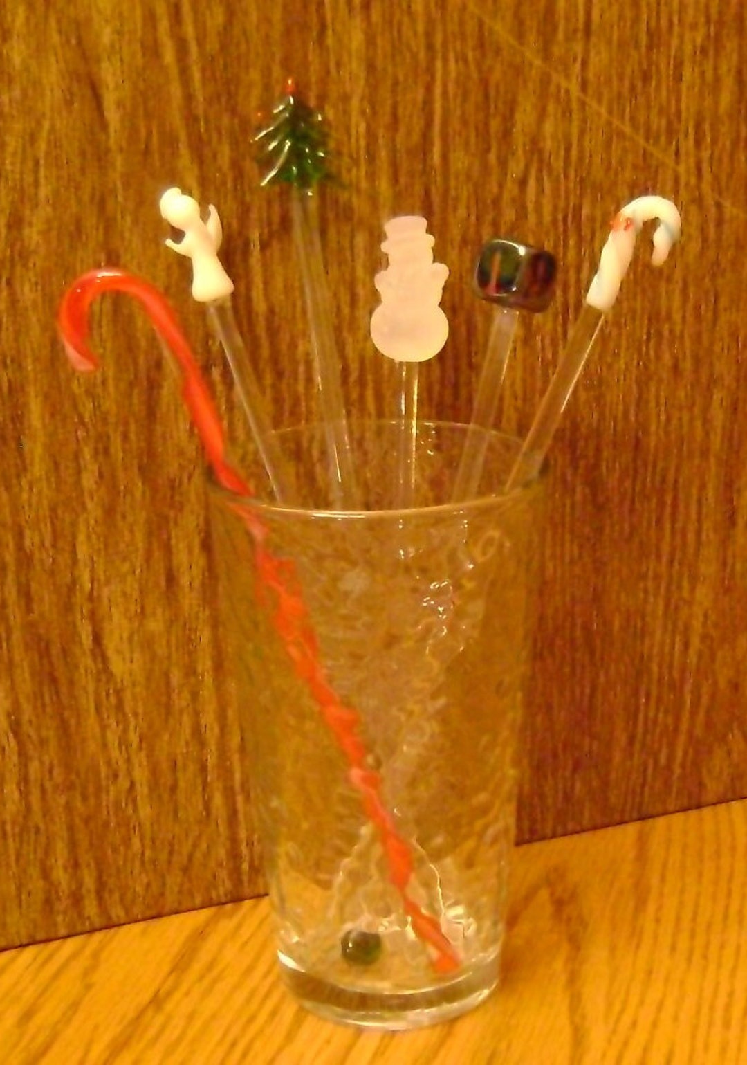 Vintage Christmas Cocktail Stirrers / Glass Swizzle Sticks / Candy Cane ...