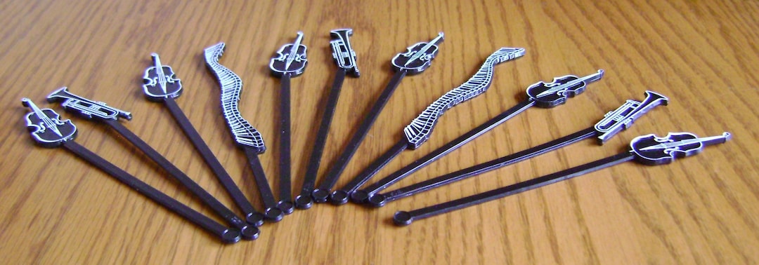 Vintage Plastic Instrument Swizzle Sticks / Cellos, Trombones ...