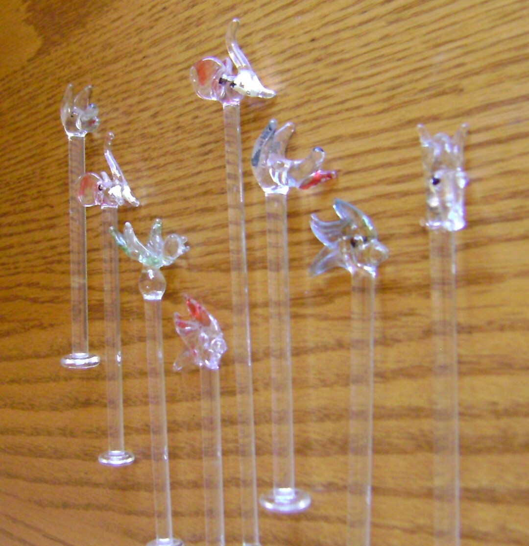 Rare Vintage Glass Creature Swizzle Sticks / Man Cave / Birthday ...