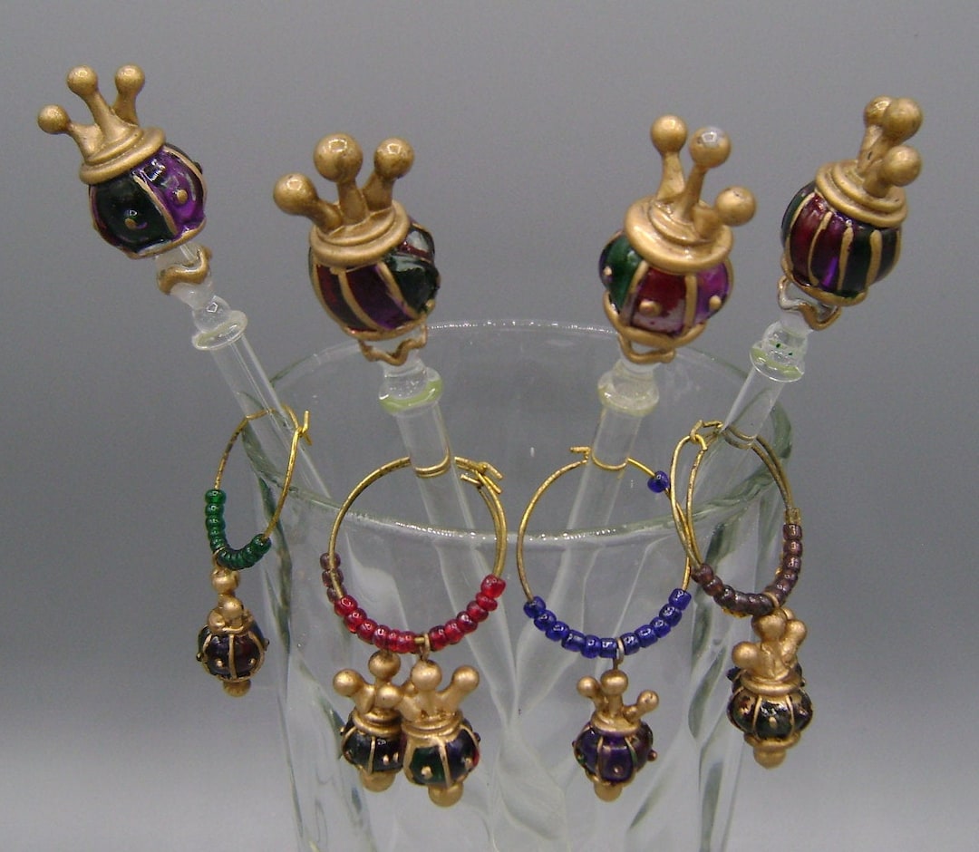 Royal Septer Stirrers & Charms / Crown Swizzle Sticks / Stained Glass ...
