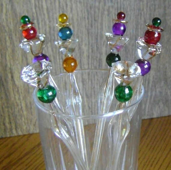 Rare Bombay Glass Crystal Swizzle Stick Set / Vintage Stirrers - Etsy