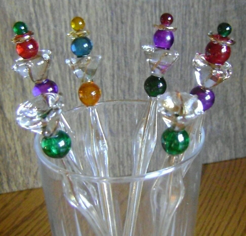 Rare Bombay Glass Crystal Swizzle Stick Set / Vintage Stirrers - Etsy
