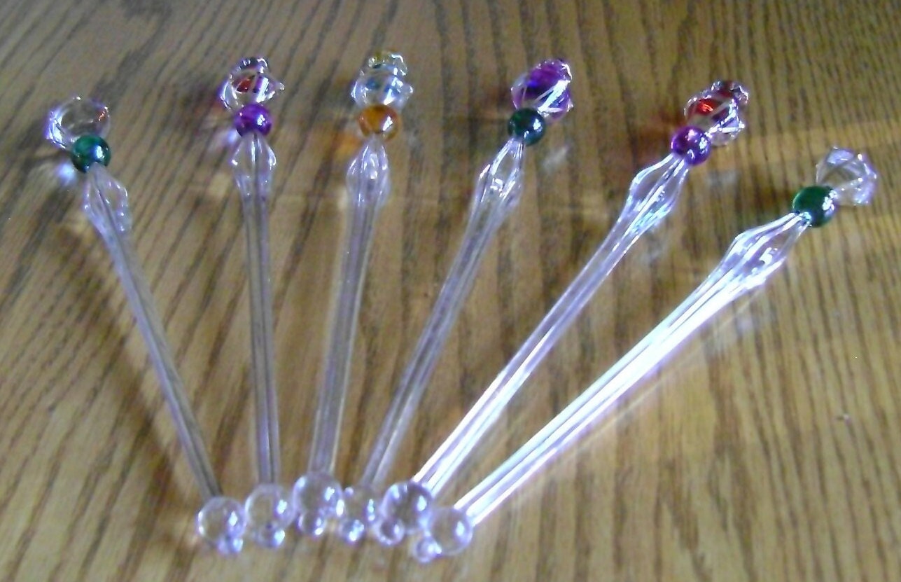 Rare Bombay Glass Crystal Swizzle Stick Set / Vintage Stirrers - Etsy