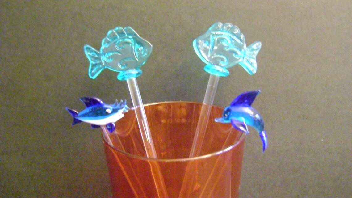 Tropical fish theme outdoor bar set / Fish metal tin / plastic | Etsy