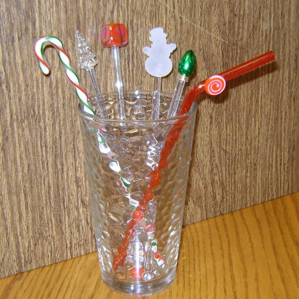 Glass Candy Cane Swizzle Sticks - Etsy