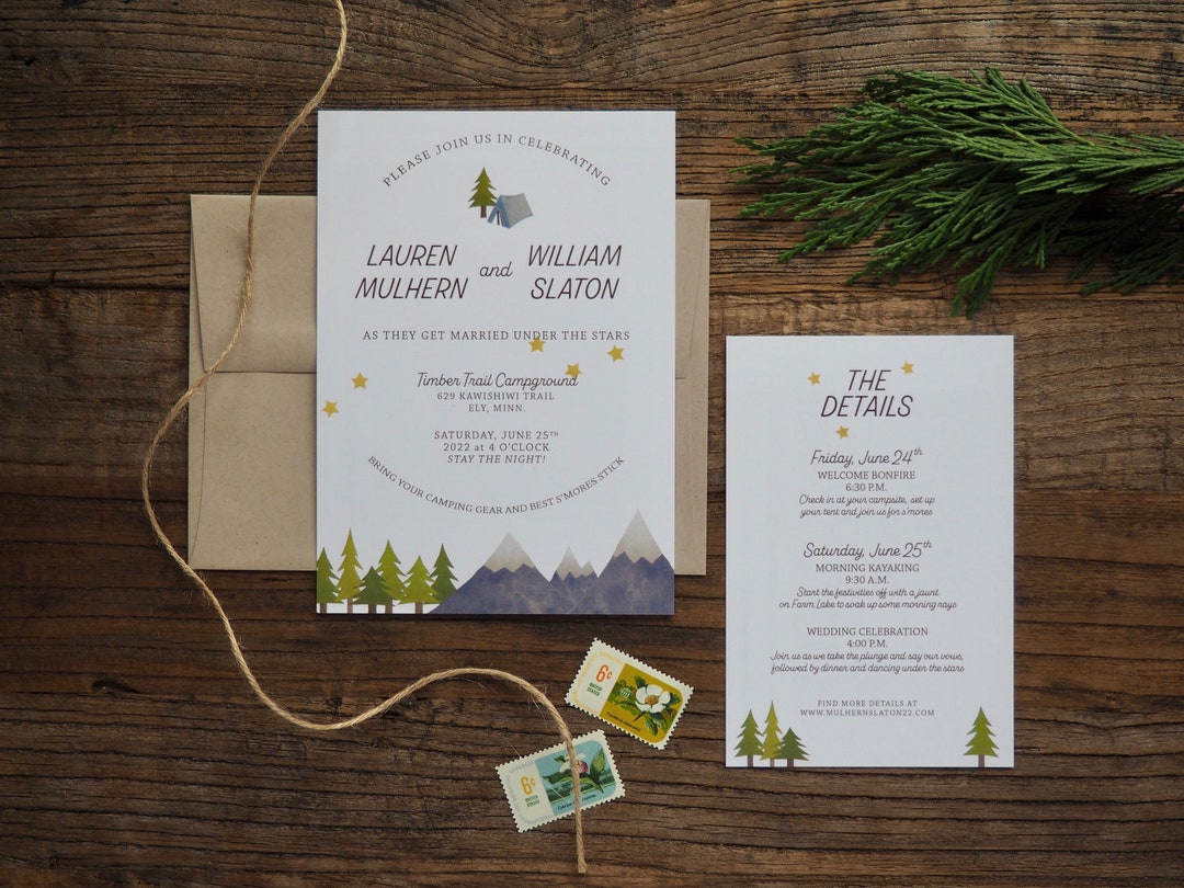 Camping Wedding Invitations | Whimsical Invitations | Outdoor ...