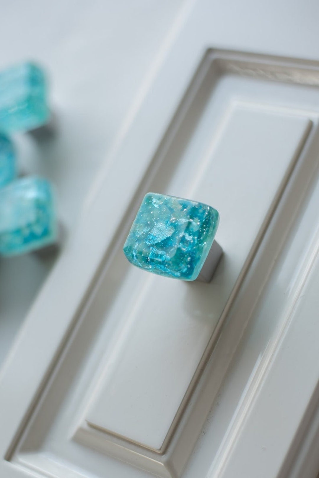 Caribbean Mist Turquoise Aqua Glass Knob, Made in Michigan, Custom ...