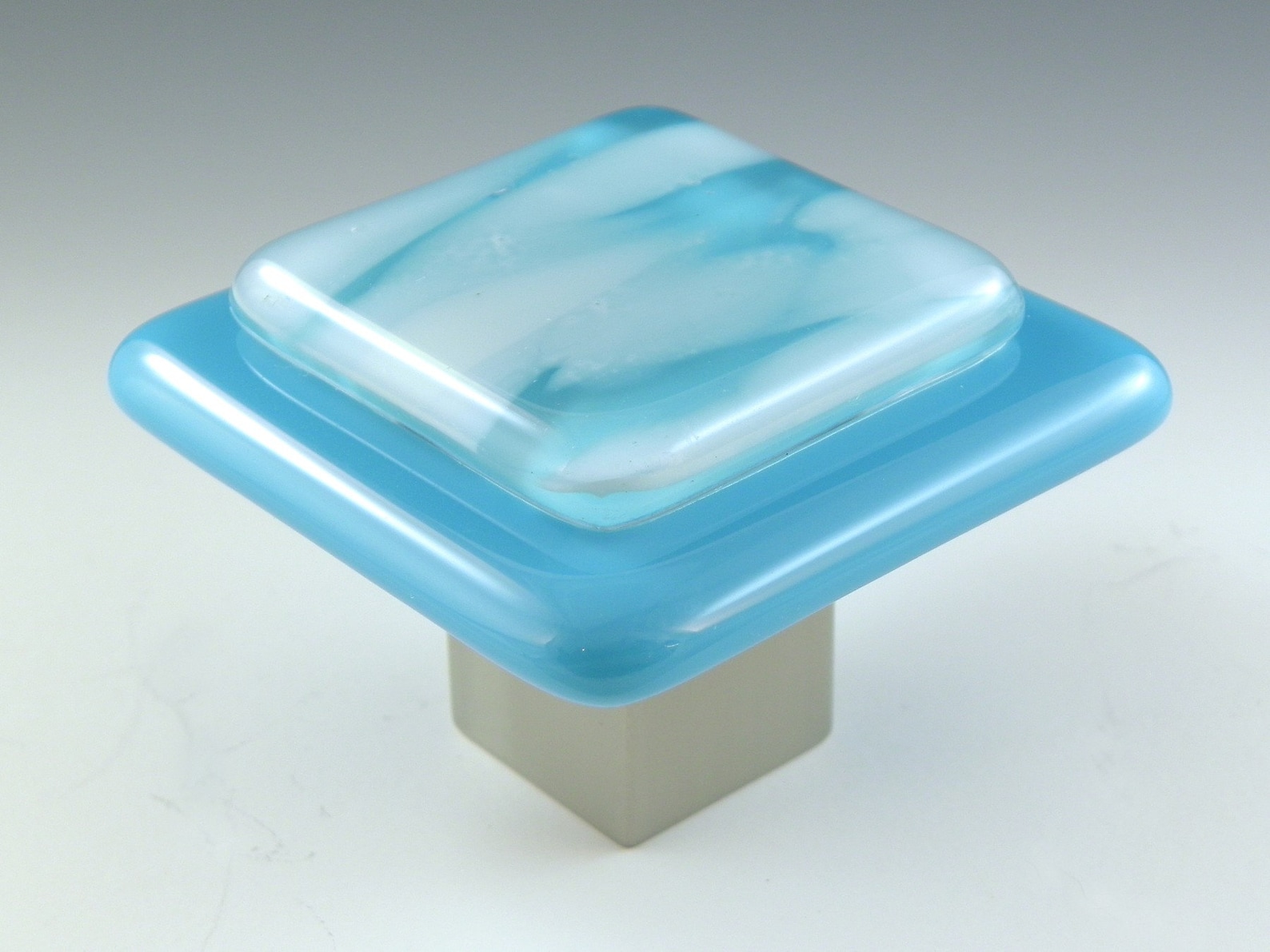 Blue Knobs, Made in Michigan, Sky Blue Glass Pulls, Cabinet Knobs, Blue ...