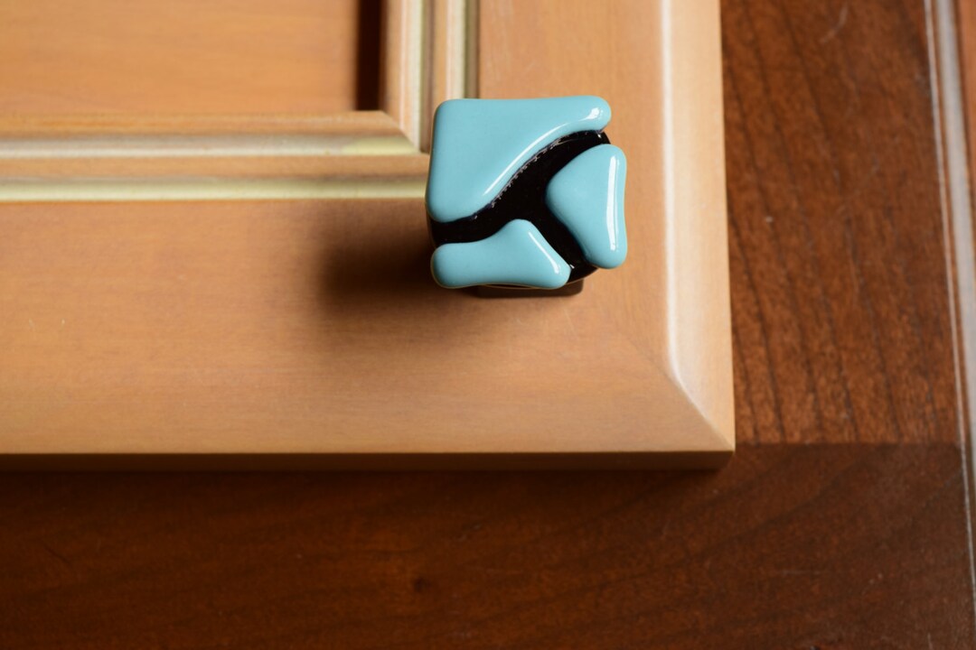 Turquoise Mini Knob, Made in USA, Jewelry Box Knob, Small Glass Knob ...