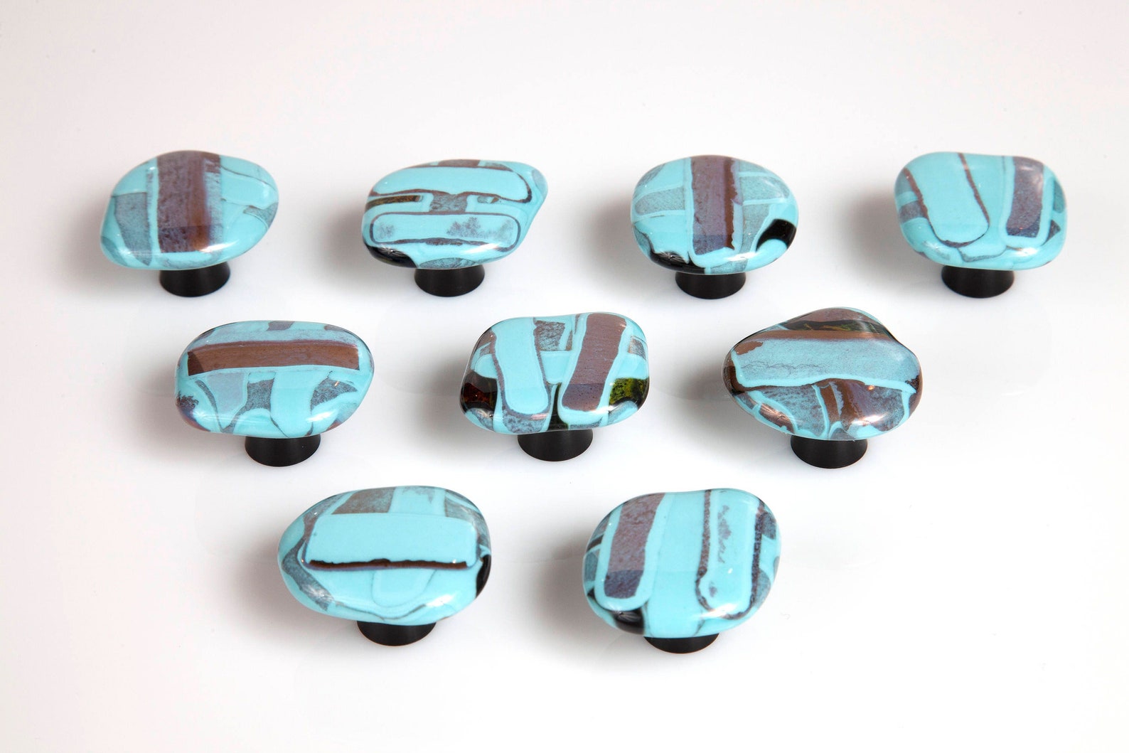 Turquoise Knob, Made in USA, Handcrafted Glass Cabinet Hardware ...