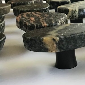 Sliced Stone Cabinet Hardware, Made in Michigan, Basalt and Granite Knobs, Mountain Midnight ...