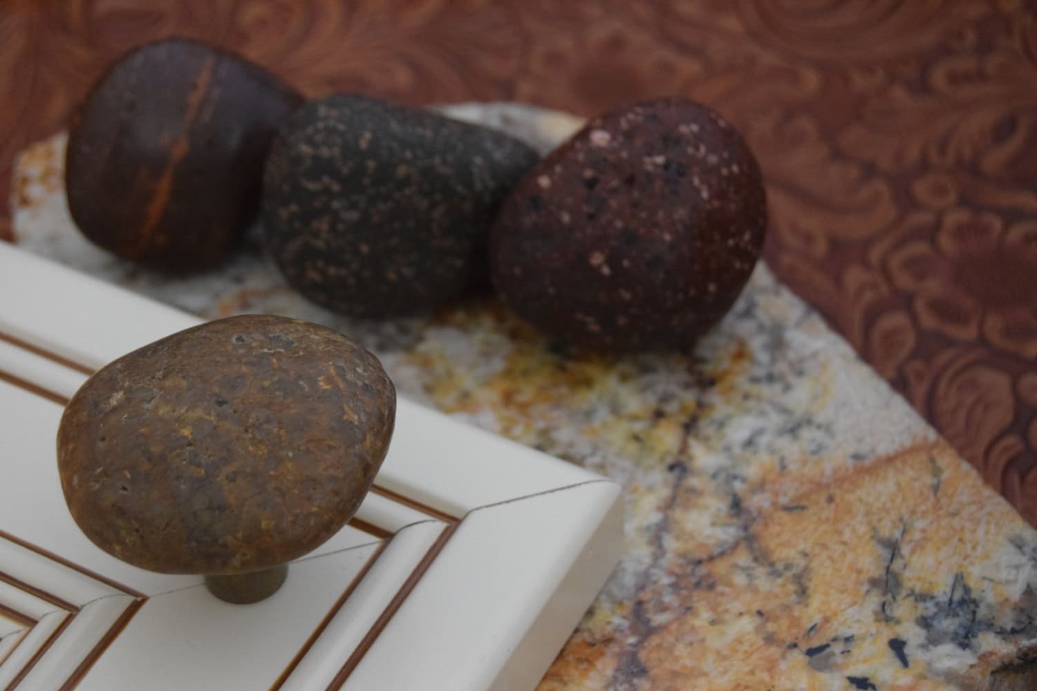 Brown Rock Knob, Made in Michigan, Neutral Knob, Rock Knob, Cabinet ...
