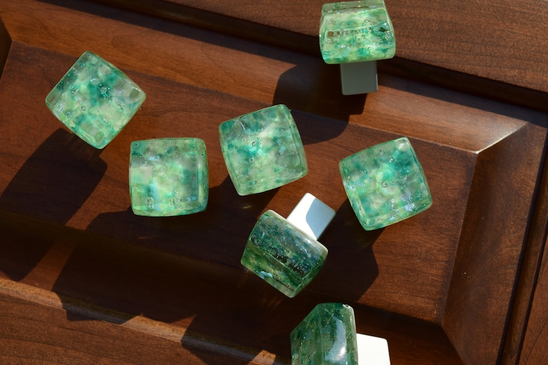 Jade Green Cabinet Hardware, Mint Green Glass Knob, Made in Michigan ...