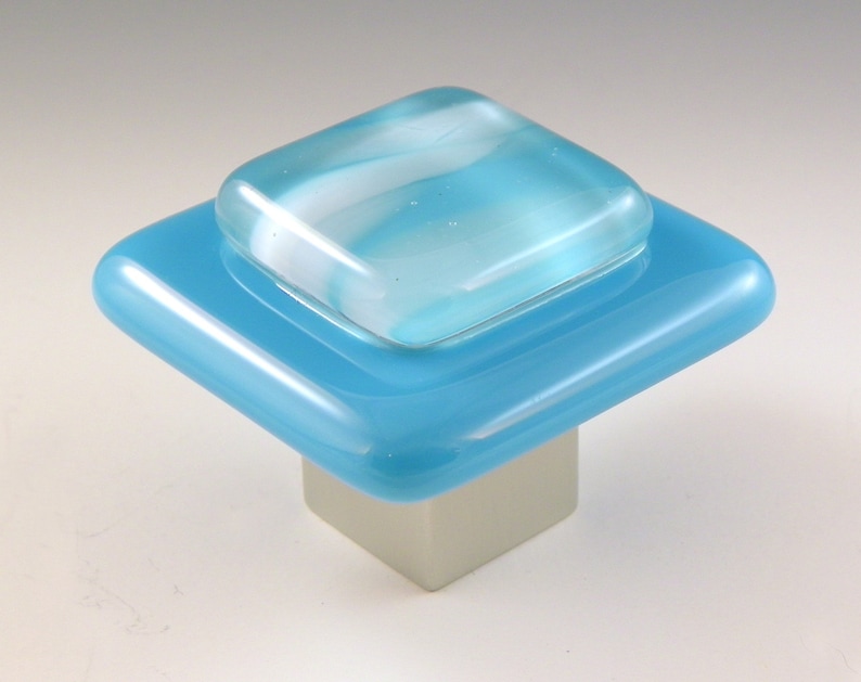 Blue Knobs, Made in Michigan, Sky Blue Glass Pulls, Cabinet Knobs, Blue ...