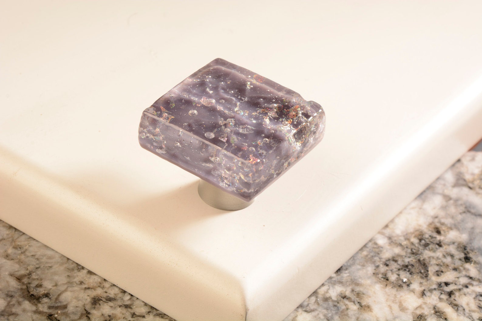 Purple Knob Lavender Square Knob Sparkly Knob Made in - Etsy