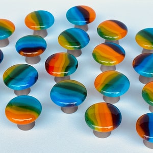 Rainbow Knobs, Made in USA, Drawer Pulls, Colorful Knobs, Glass Knobs, Rainbow Drawer Knobs ...