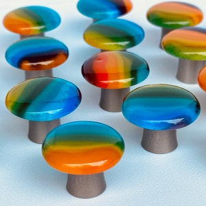 Rainbow Knobs, Made in USA, Drawer Pulls, Colorful Knobs, Glass Knobs, Rainbow Drawer Knobs ...