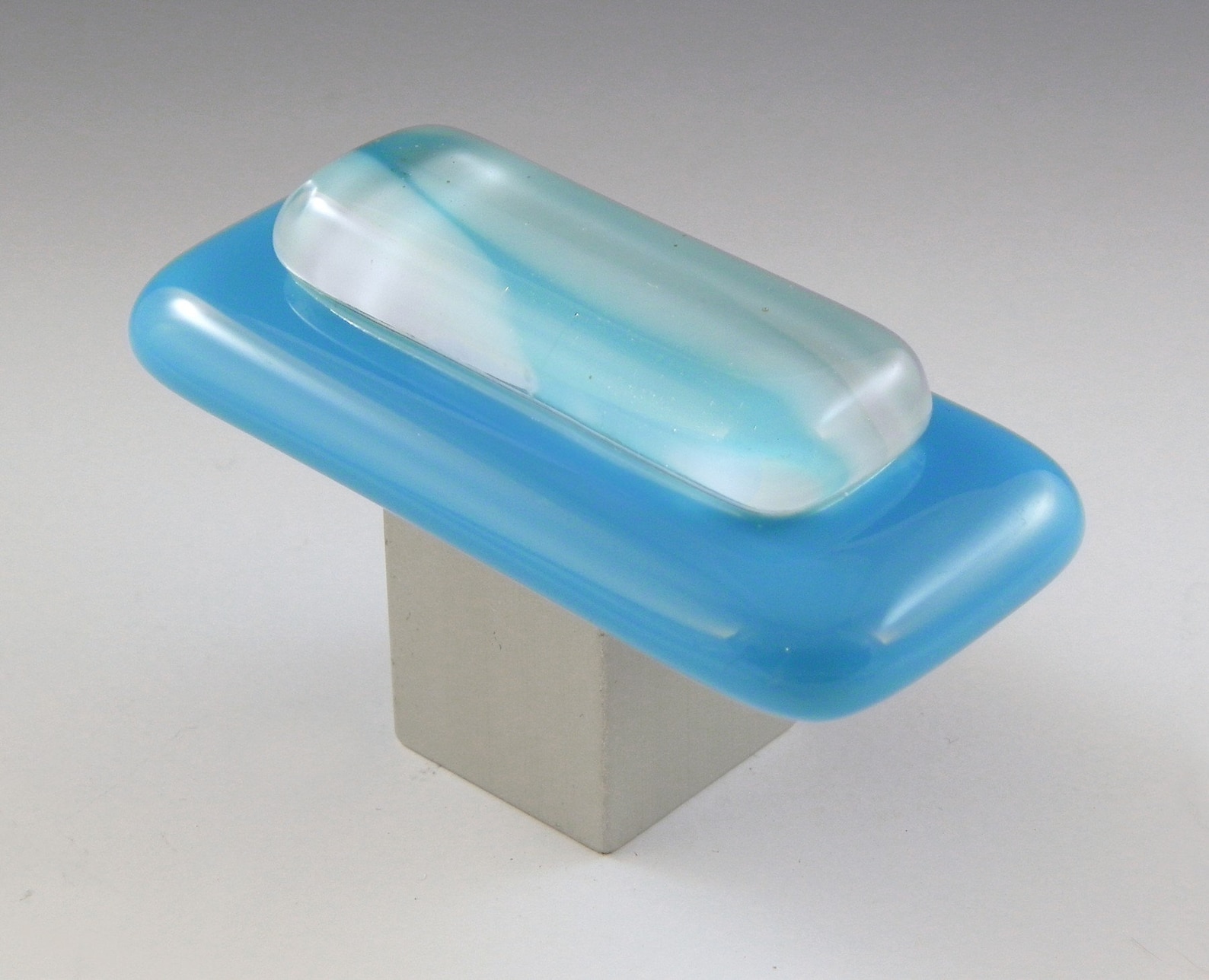 Blue Knobs, Made in Michigan, Sky Blue Glass Pulls, Cabinet Knobs, Blue ...