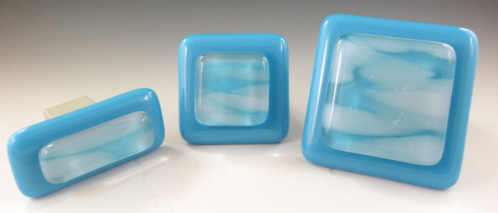 Blue Knobs, Made in Michigan, Sky Blue Glass Pulls, Cabinet Knobs, Blue ...
