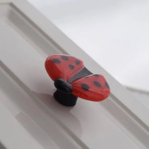 Red Ladybug Knob, Made in USA, Bug Knob, Handpainted Lady Bug Glass ...