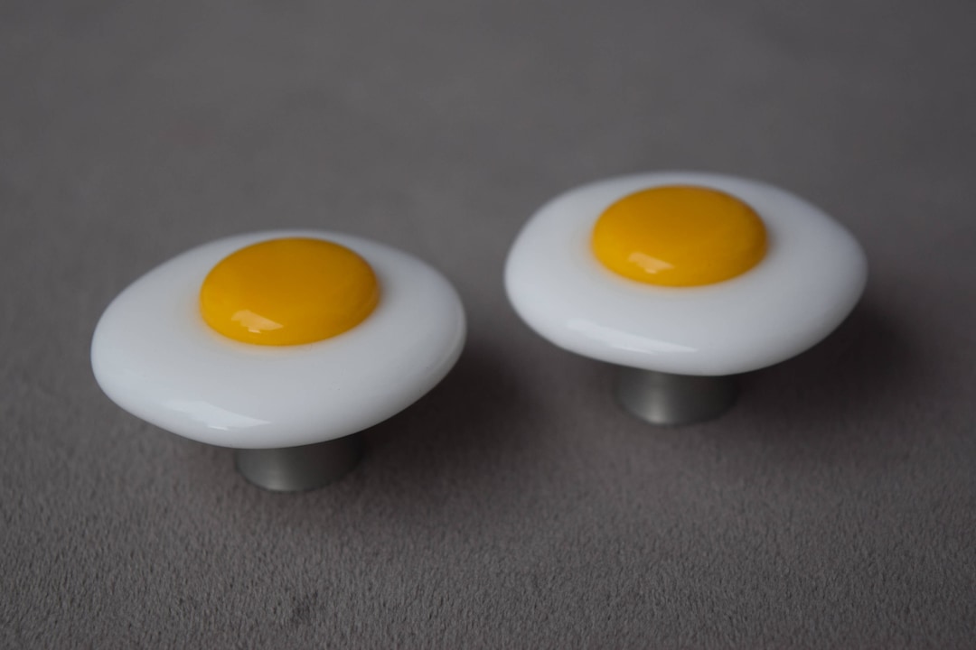 Egg Knob, Made in Michigan, Artisan Crafted Glass Sunny Side up Egg ...