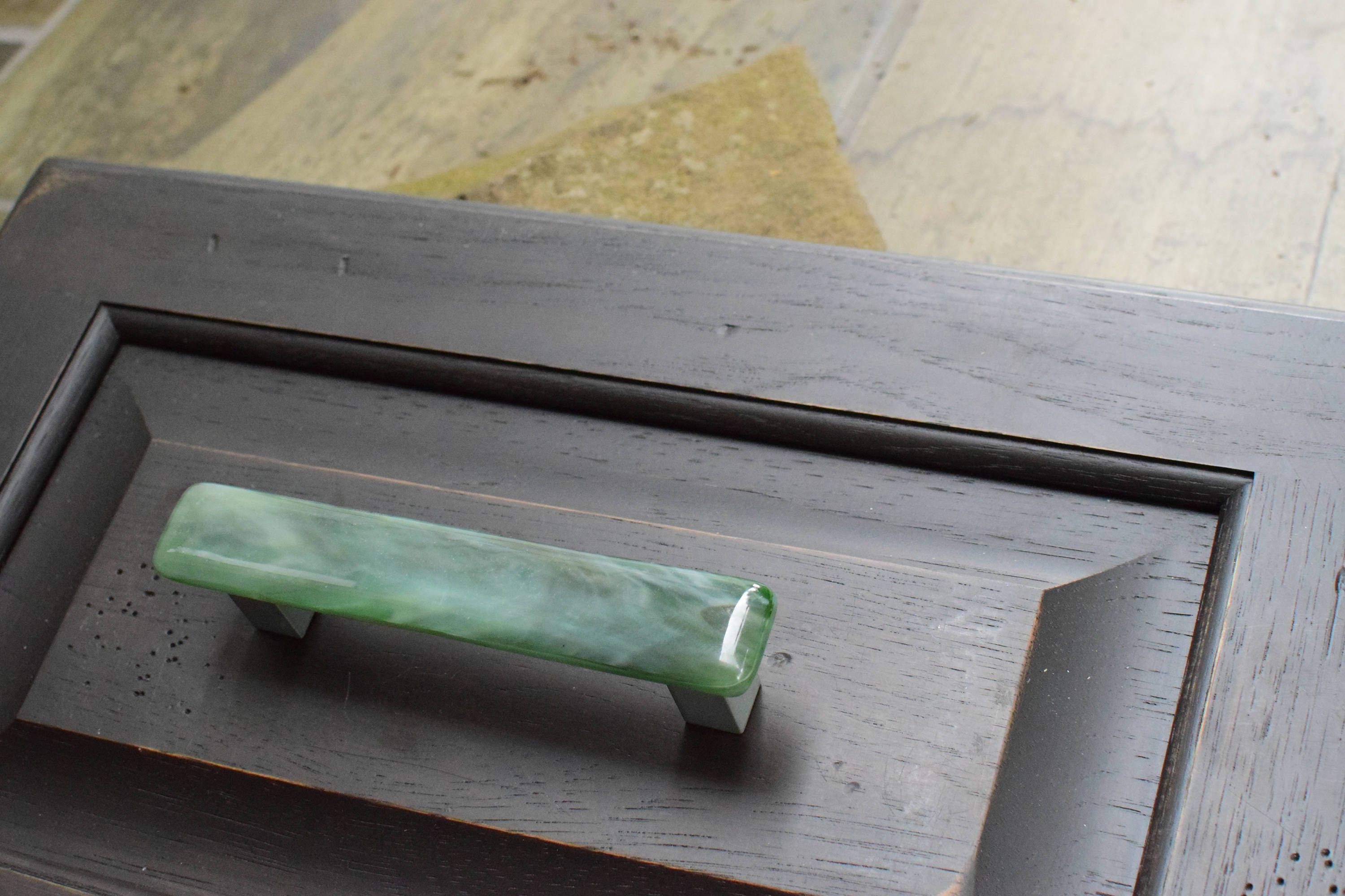 Green Knob Handcrafted in USA Green Glass Cabinet Pull | Etsy