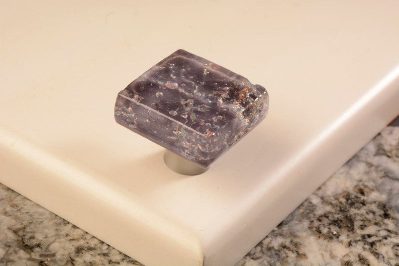 Purple knob Lavender square knob Sparkly knob made in | Etsy