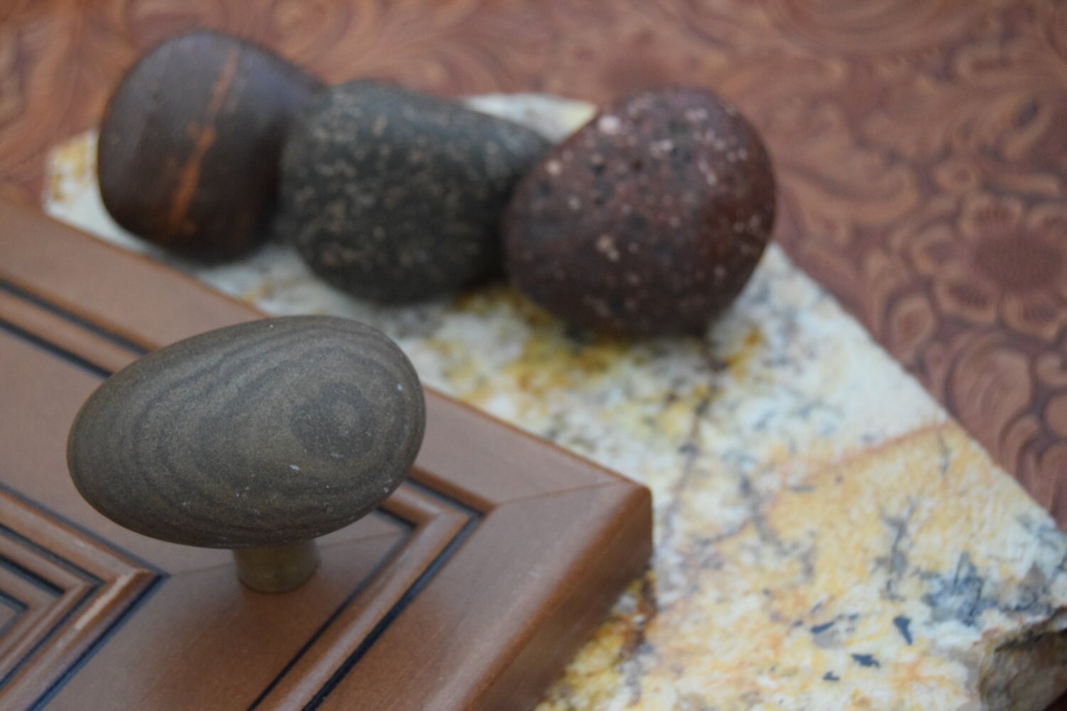 Brown Rock Knob, Made in Michigan, Neutral Knob, Rock Knob, Cabinet ...