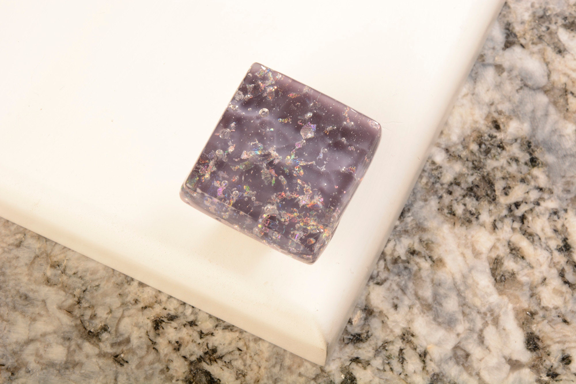 Purple Knob Lavender Square Knob Sparkly Knob Made in | Etsy