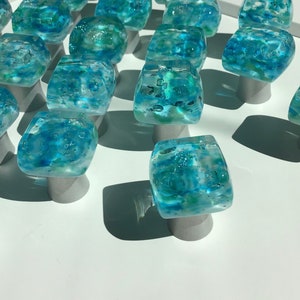Small Beachy Knobs, Caribbean Mist Custom Size Glass Cabinet Hardware, Handmade in USA - Etsy Canada