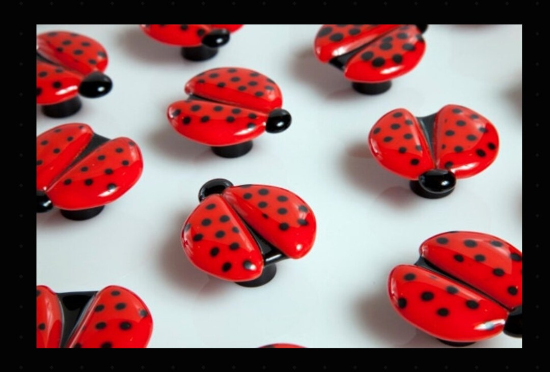 Red Ladybug Knob, Made in USA, Bug Knob, Handpainted Lady Bug Glass ...