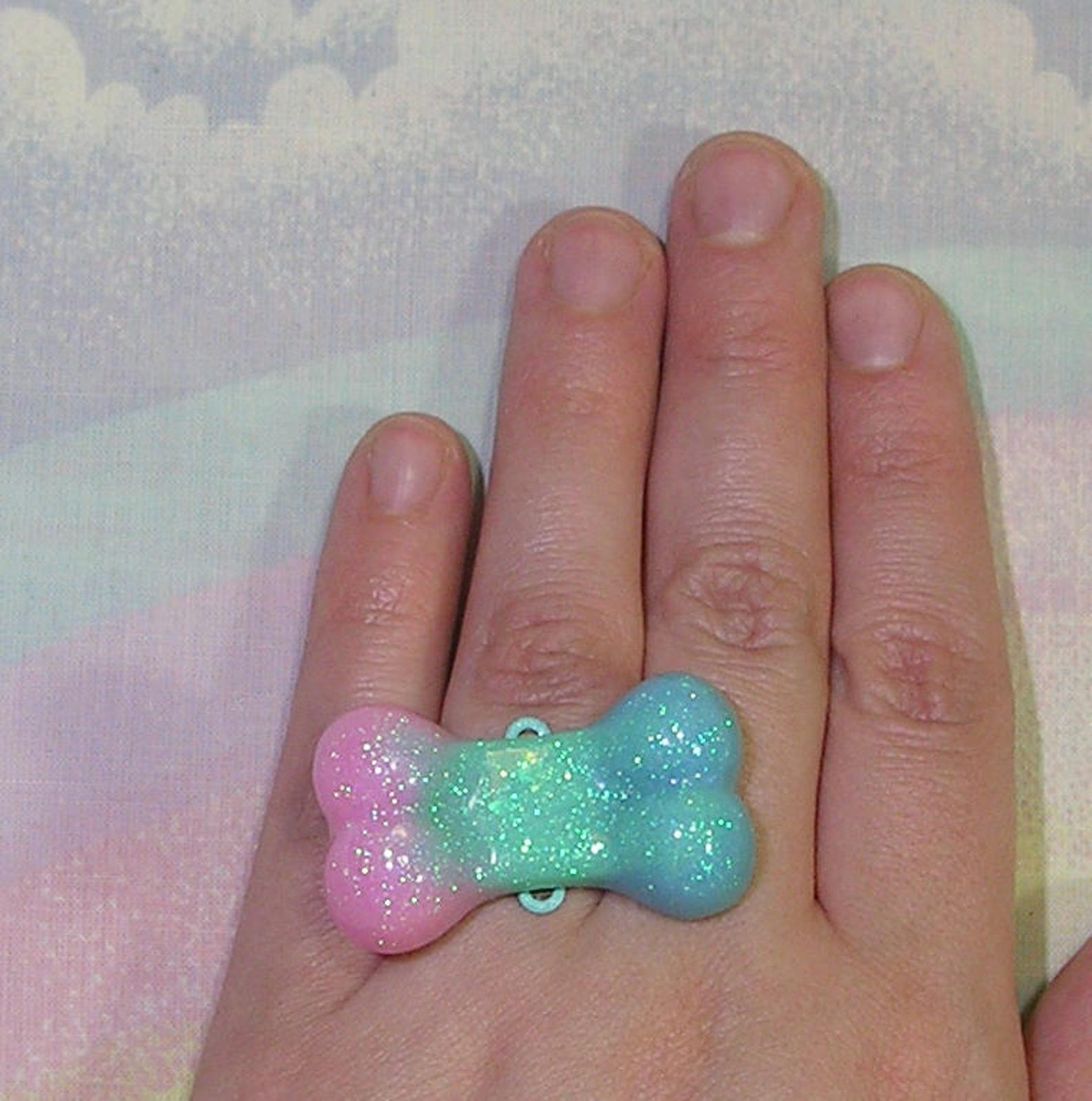 Rainbow Bone Ring Creepy Cute Ring Pastel Goth Ring Creepy | Etsy