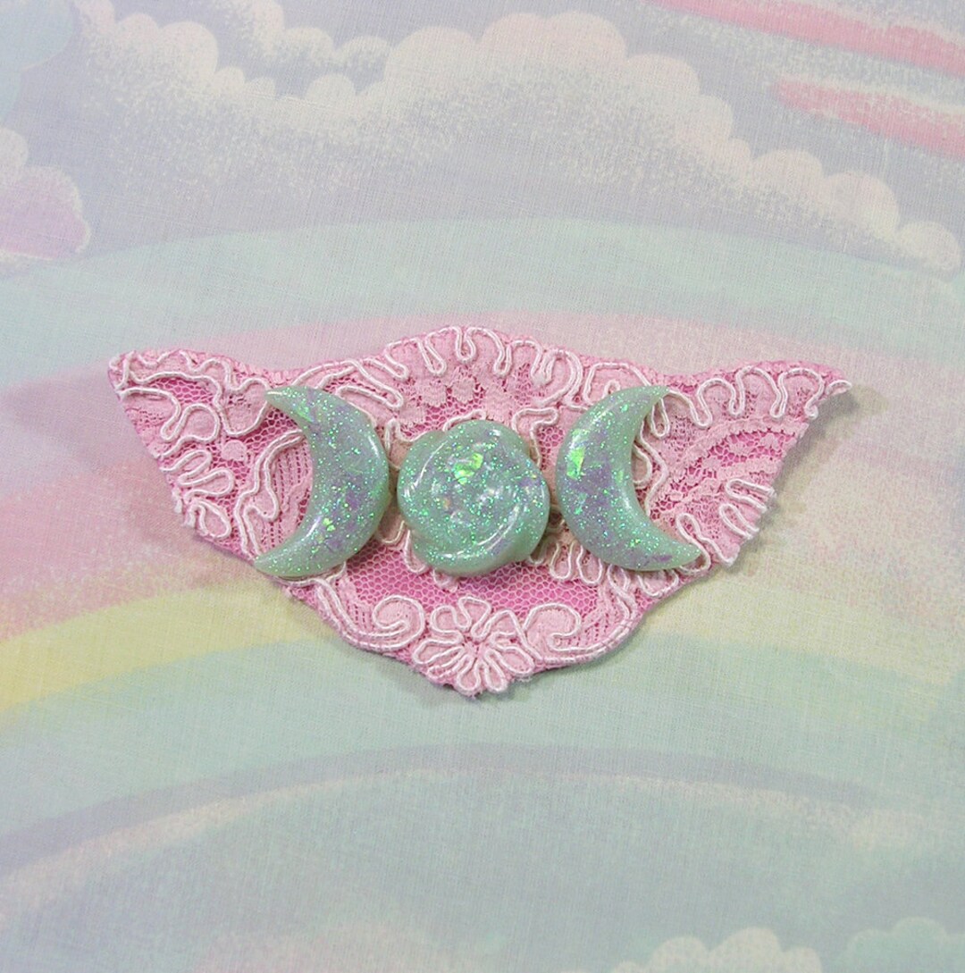 Pastel Goth Brooch, Triple Moon Goddess Brooch, Witchy Brooch, Moon ...