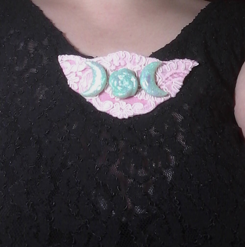 Pastel Goth Brooch Triple Moon Goddess Brooch Witchy Brooch | Etsy