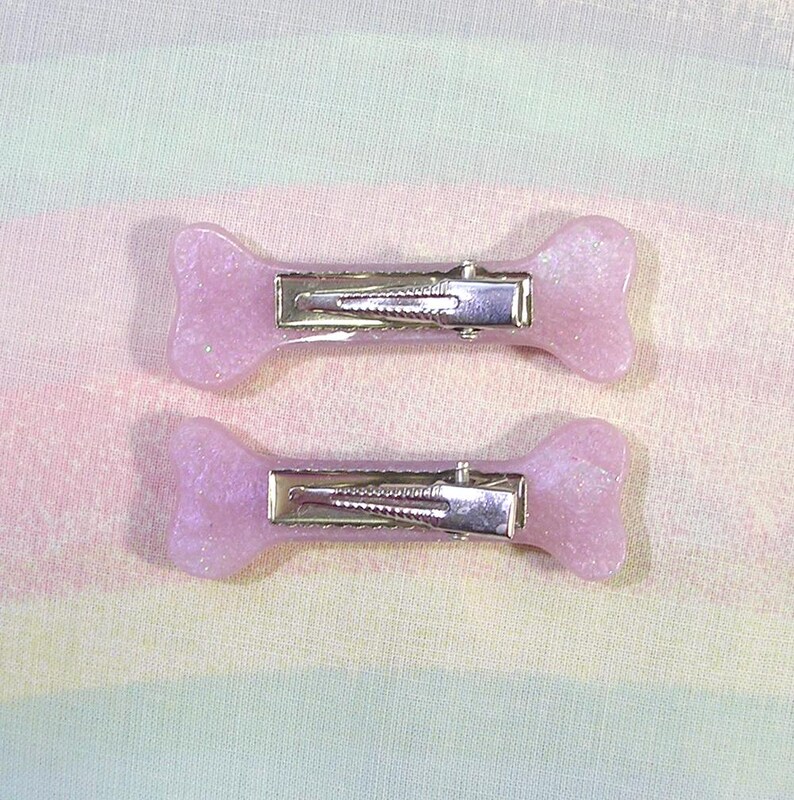 Pastel Goth Glitter Bone Hair Clips, Creepy Cute Halloween Clips (set ...