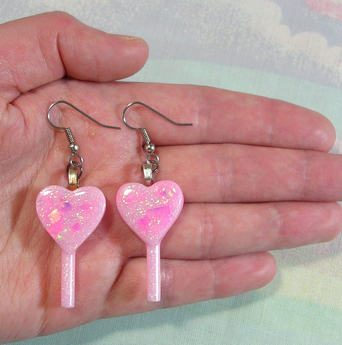 Fairy Kei Earrings Pop Kei Earrings Heart Lollipop Earrings - Etsy