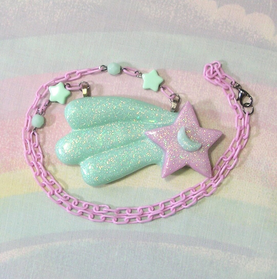 Fairy Kei Necklace, Pop Kei Necklace, Shooting Star Necklace, Sweet ...