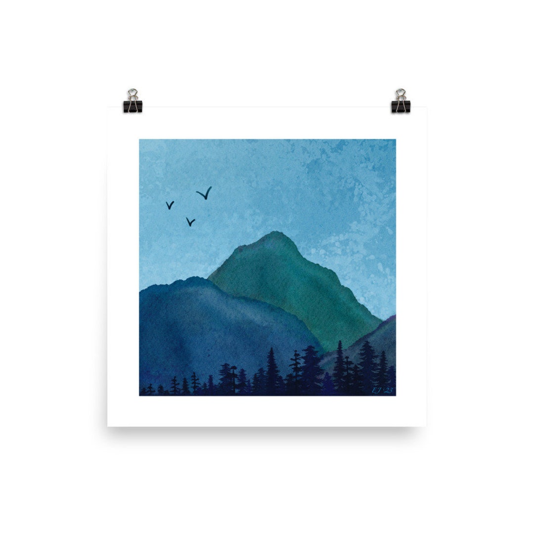 Watercolor Mountain Landscape Poster - Etsy