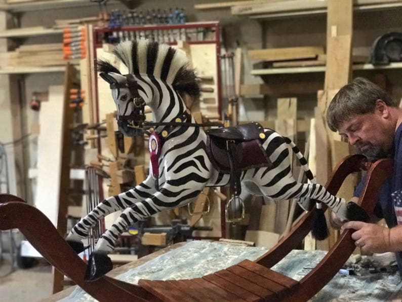 Small Rocking Zebra on Bows. - Etsy
