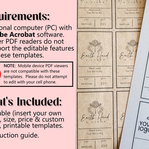 Custom Printable Price Tag Template: Boutique Clothing Labels (digital ...