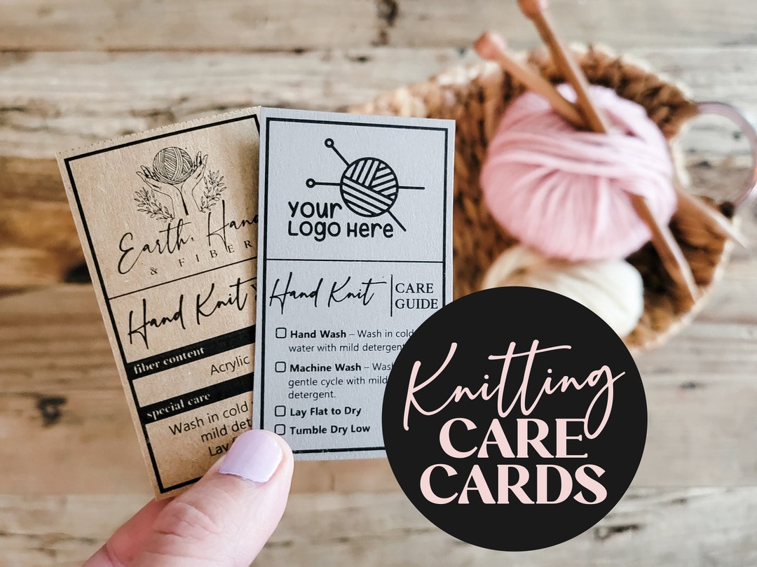 Hand Knit Care Card Template, Editable Printable Washing Instructions ...